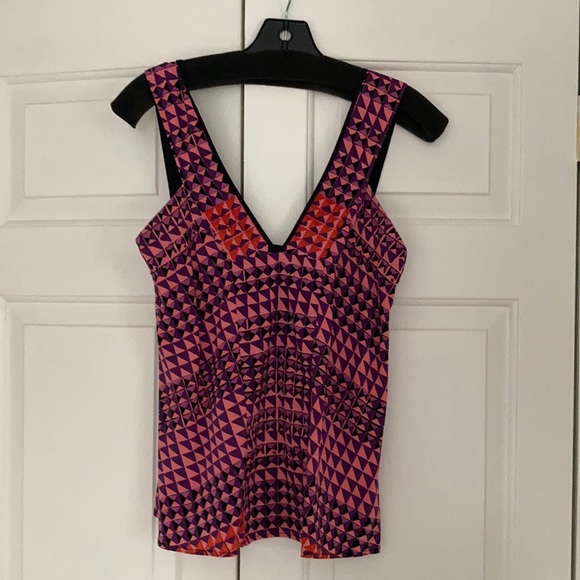 Tops | Silk Colorful Geometric Tank | Poshmark
